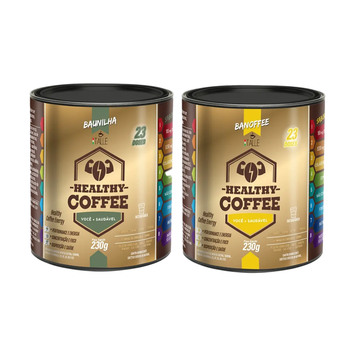 Kit 2 Healthy Coffee Suplemento Pré Treino - Sabor Baunilha e Banoffee ...